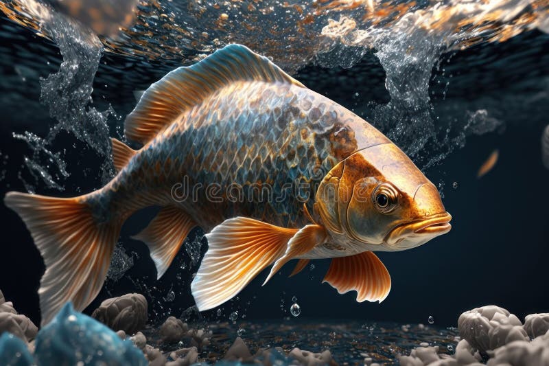 Realistic Decorative Fish in Action. AI Generated Stock Image - Image ...