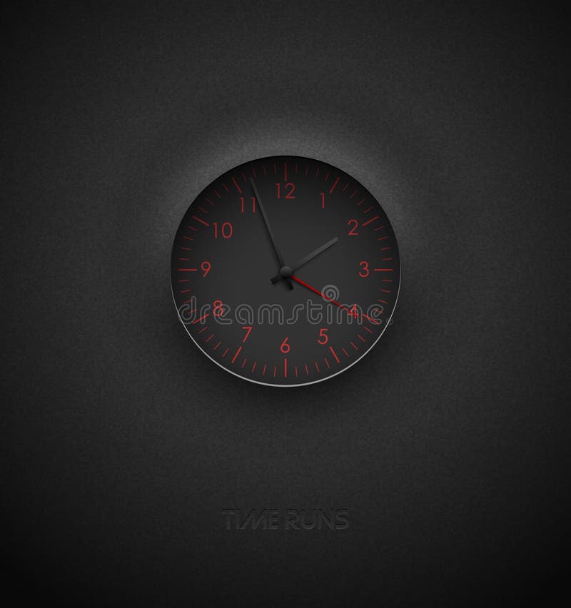 Realistic Deep Black Round Clock Cut Out on Textured Plastic Dark ...