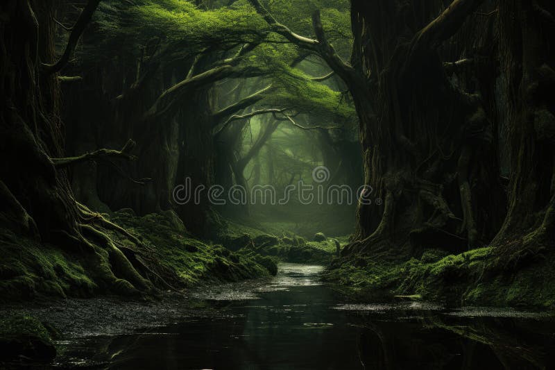 Realistic Deep Forest ,Deep Forest Fantasy Backdrop Concept Art Realistic Illustration ...