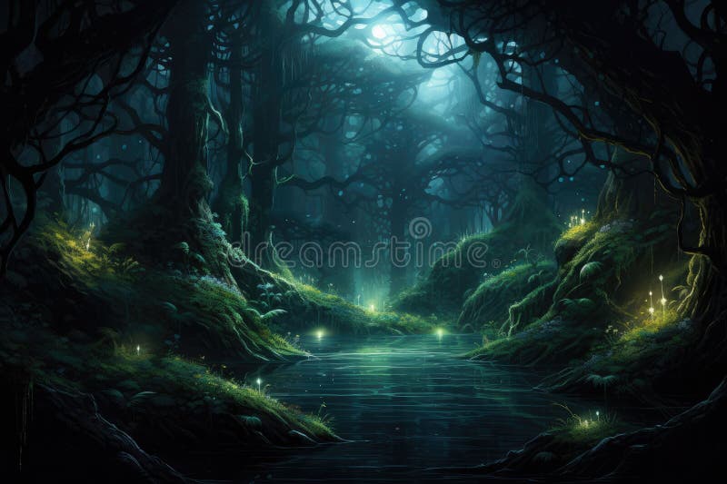 Realistic Deep Forest ,Deep Forest Fantasy Backdrop Concept Art ...