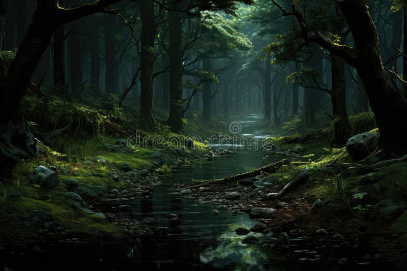 Realistic Deep Forest ,Deep Forest Fantasy Backdrop Concept Art Realistic Illustration ...