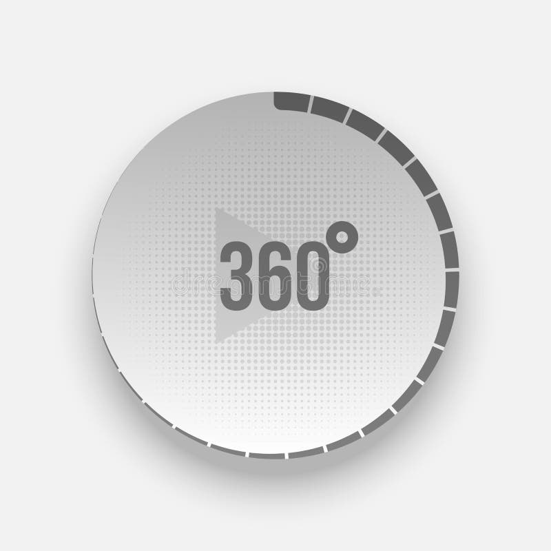 Realistic 360 Degrees Icon with Arrow and Shadow Stock Vector ...