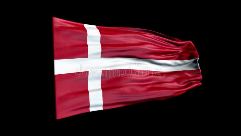 Realistic Denmark Flag is Waving 3D Animation. National Flag of Denmark ...