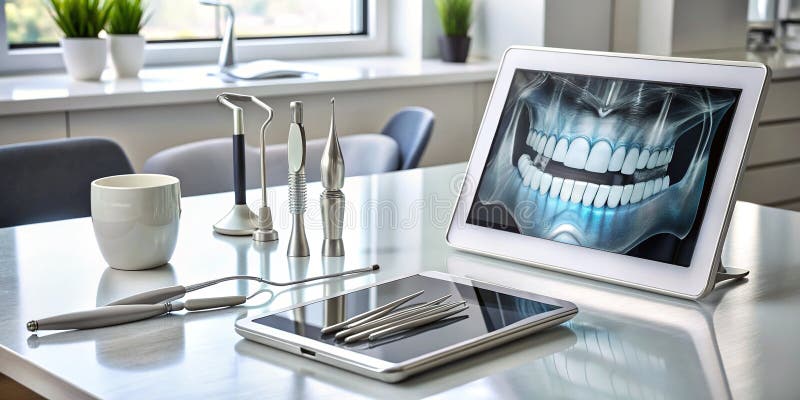 Realistic Dental Mockup Showcase Tooth Models XRays and Instruments on ...