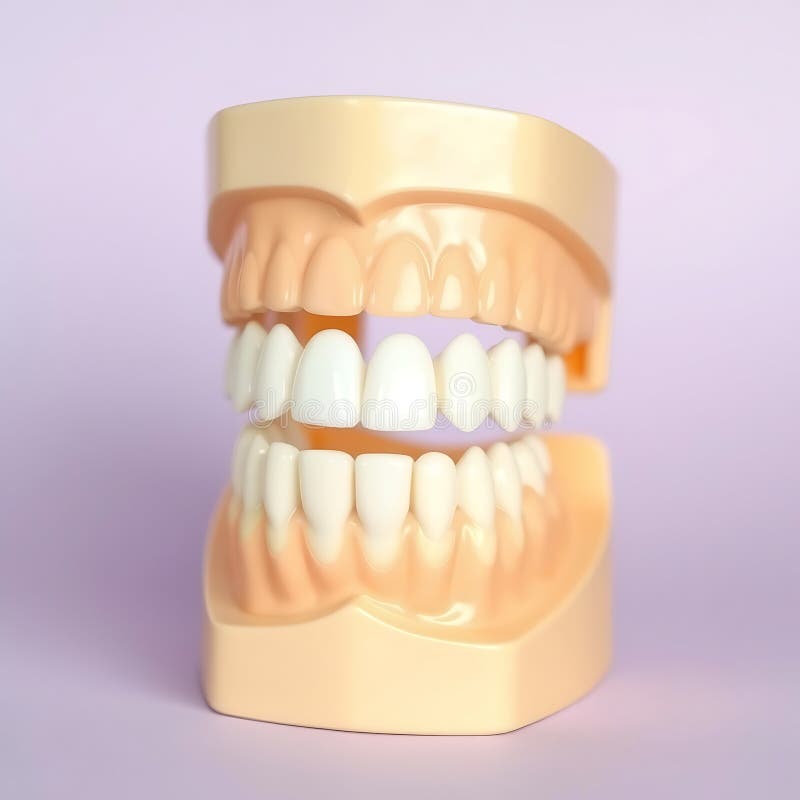 A Realistic Dental Model with a Set of Teeth on a Pastel Lavender ...