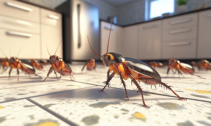 Realistic Depiction of Cockroaches in Kitchen Environment with Detailed ...