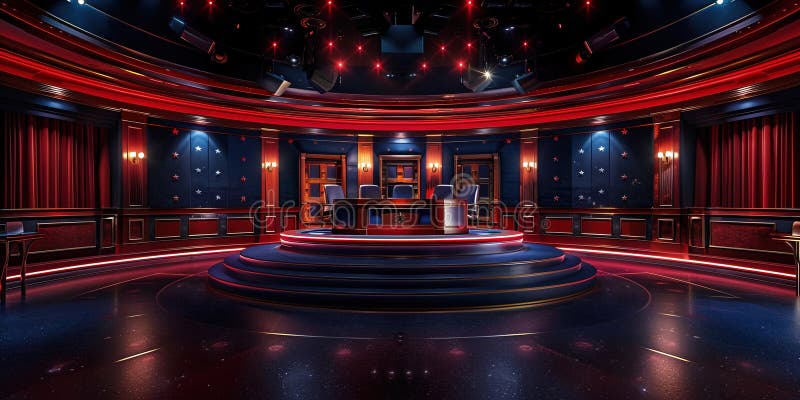 A Realistic Depiction of a Congressional Debate Stage with Dramatic ...