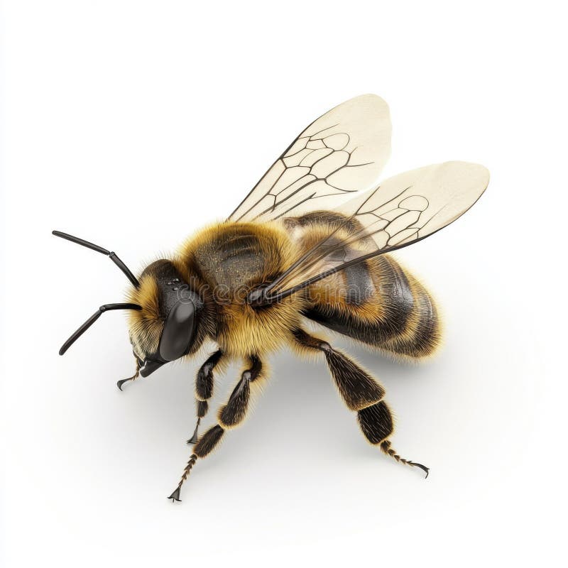 Realistic Honey Bee Isolated White Background Stock Illustrations – 977 ...