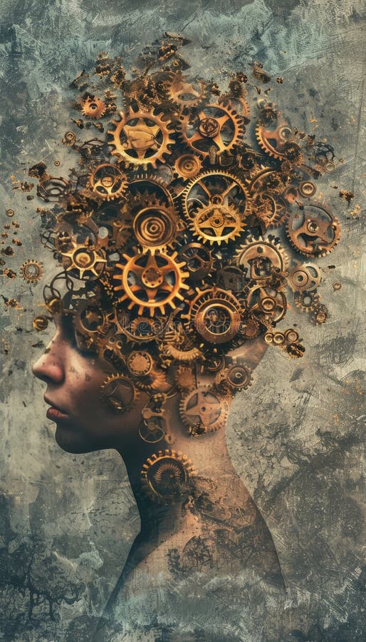 Realistic Depiction of the Human Mind with Gears Representing ...