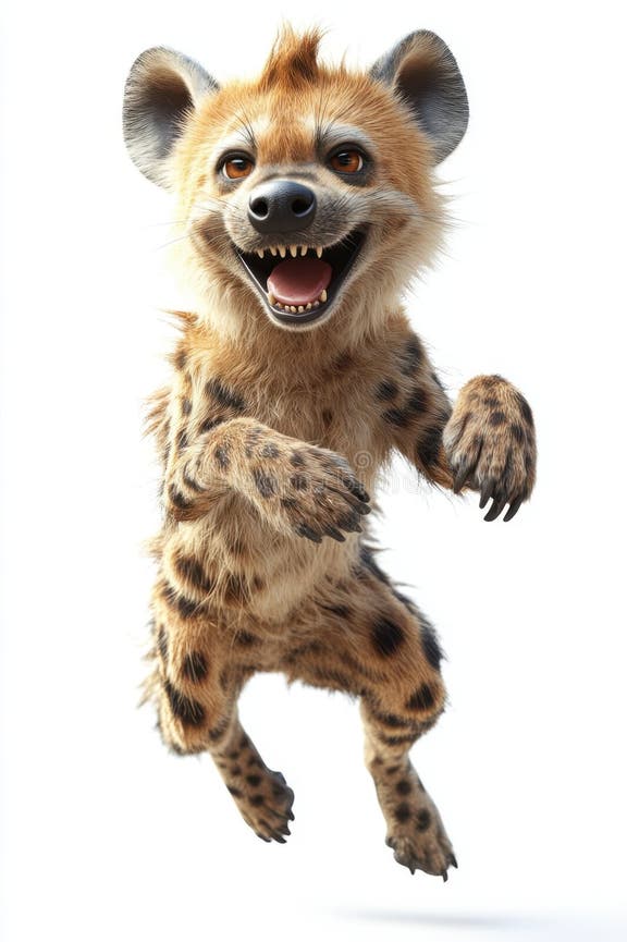 Realistic Depiction of a Hyena in Mid-leap Showcasing Its Unique Coat ...