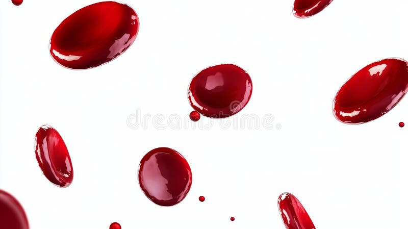 Realistic Depiction of Isolated Drops of Red Liquid on White Background ...