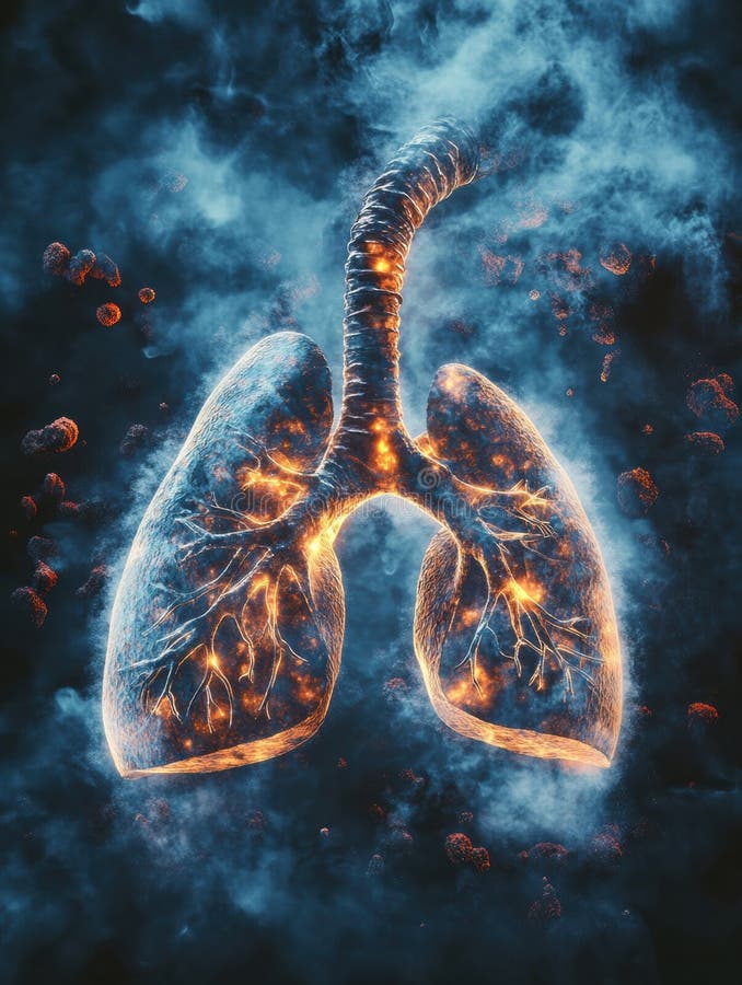 Realistic Depiction of Lungs Affected by Pollution and Surrounded by ...