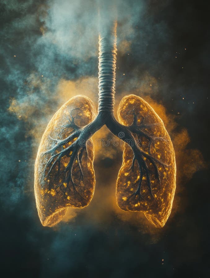 Realistic Depiction of Lungs Affected by Smog and Dust Particles in a ...