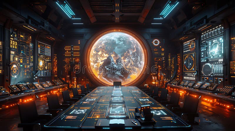 Modern Conference Room with AI Technology Stock Illustration ...