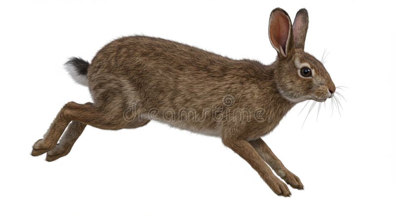 A Realistic Depiction of a Rabbit in Motion, with a Mid-jump Posture ...