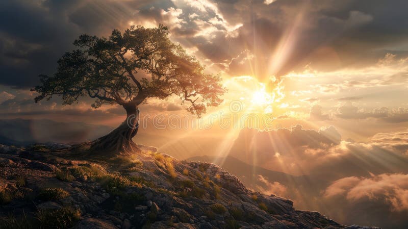 Realistic Depiction of a Ray of Hope Concept Illuminating a Bright ...