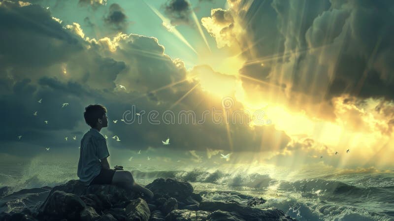 A Realistic Depiction of a Ray of Hope Concept Illuminating a Darkened ...