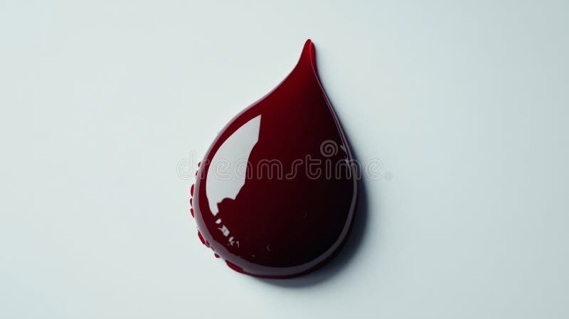 Realistic Depiction of a Red Blood Drop on a White Surface Stock ...