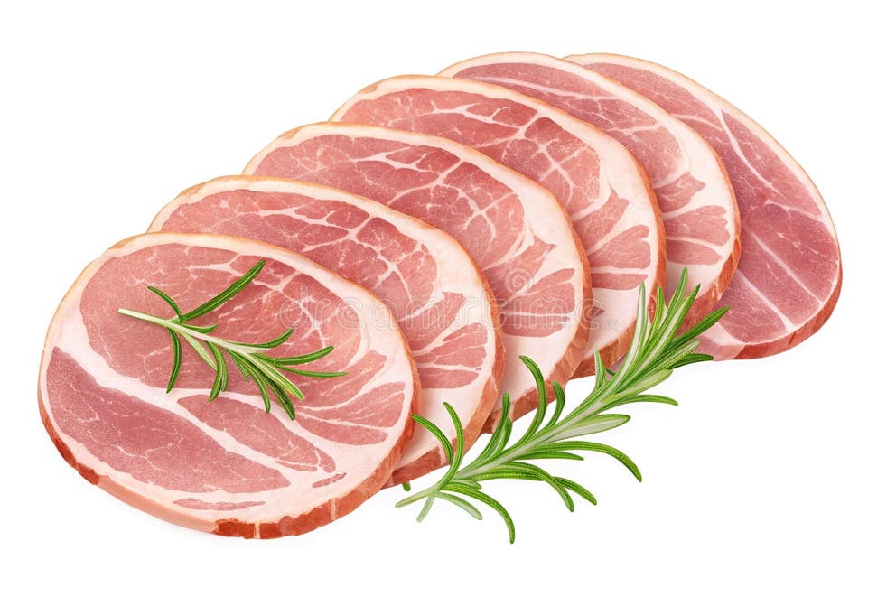 Realistic Depiction of Several Thin Slices of Fresh Ham, Neatly ...
