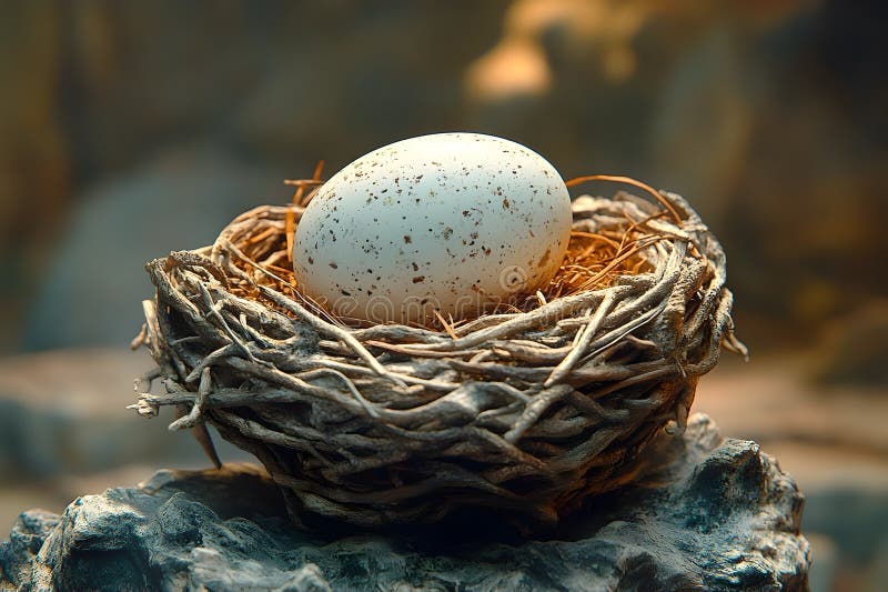 A Realistic Depiction of a Single Eagle Egg Resting in a Meticulously ...