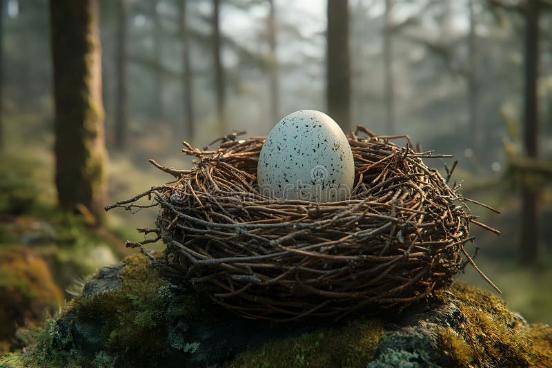 A Realistic Depiction of a Single Eagle Egg Resting in a Meticulously ...