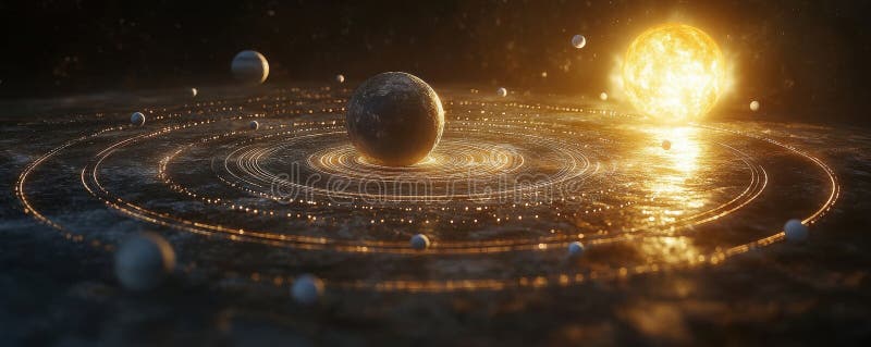 Realistic Depiction of the Solar System with the Sun and Planets Stock ...