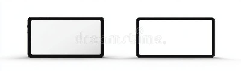 A Realistic Depiction of a Tablet Frame with a Blank Screen, Rotated ...