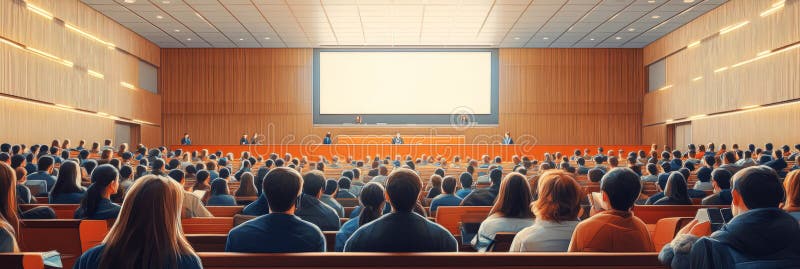 A Realistic Depiction of a University Lecture Hall, with Students ...