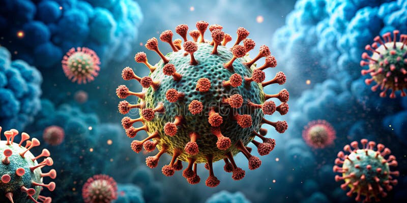 Realistic Depiction of a Virus Under a High Powered Microscope ...