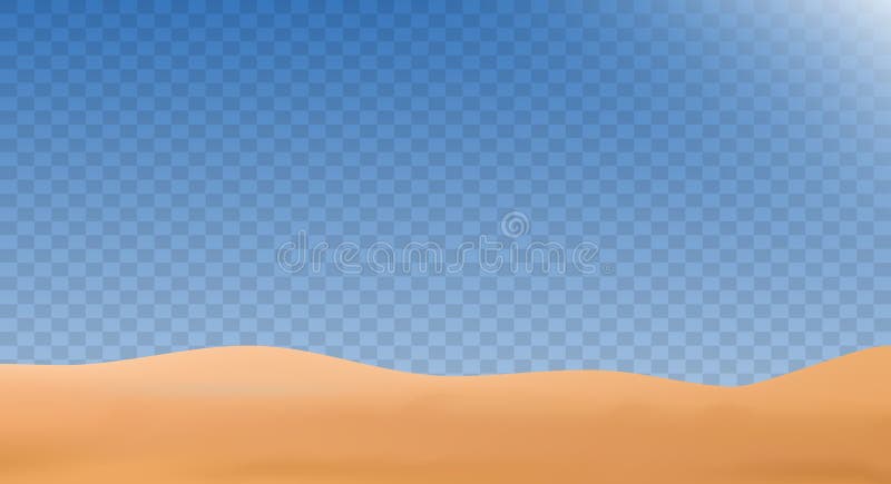 Realistic Desert Landscape Isolated on Transparent Background. Sandy ...