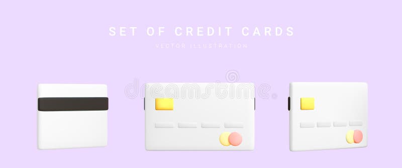 Realistic Design Credit Cards Set in Different Position Isolated on ...