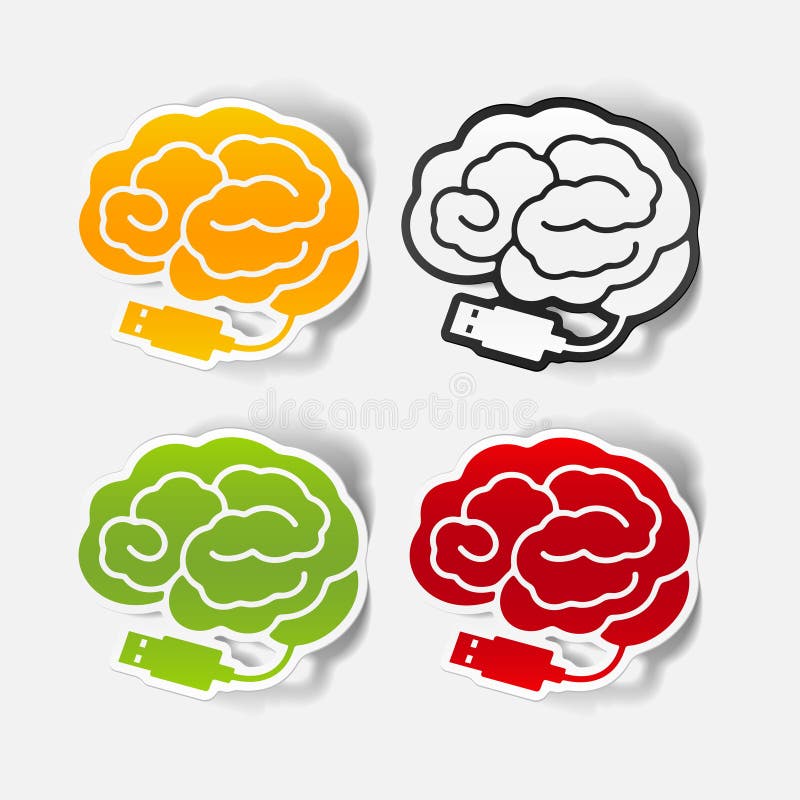 Realistic Design Element: Brain-usb, Plug Stock Vector - Illustration ...