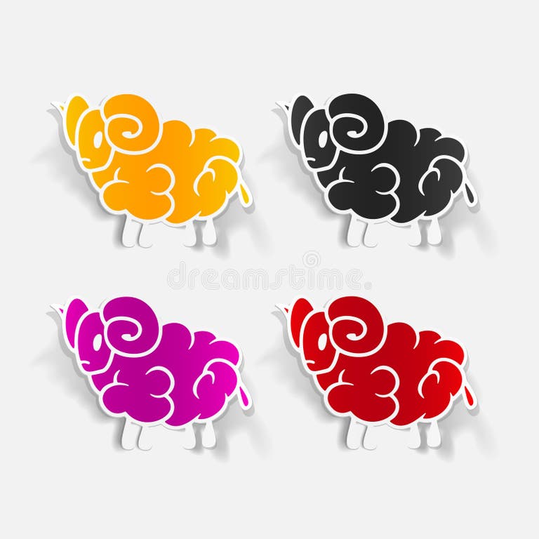 Realistic Design Element: Sheep Stock Vector - Illustration of graphic ...