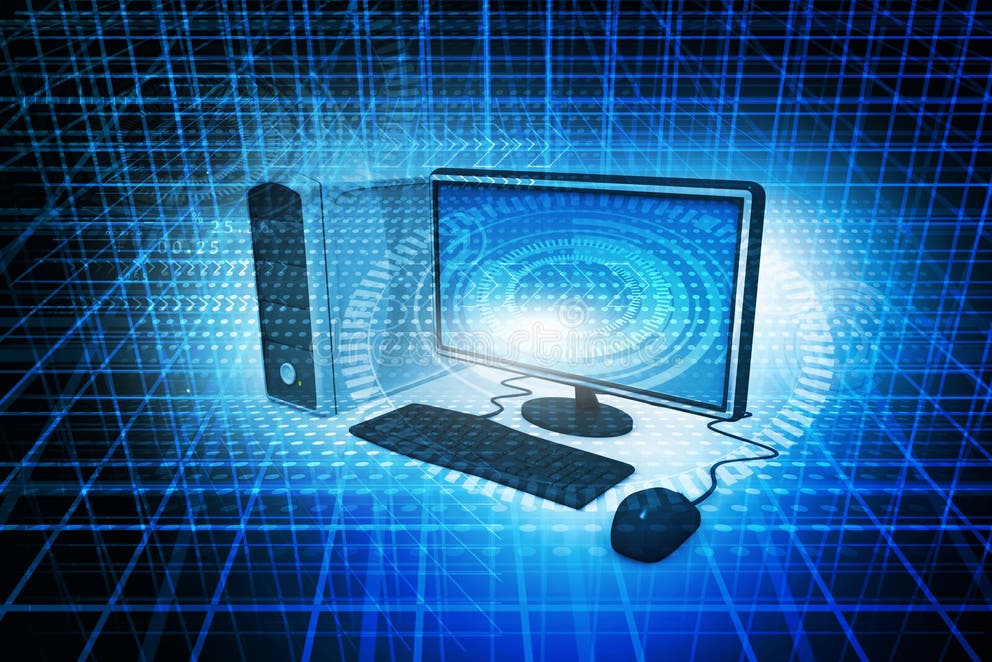 Realistic Desktop Computer stock illustration. Illustration of linux ...
