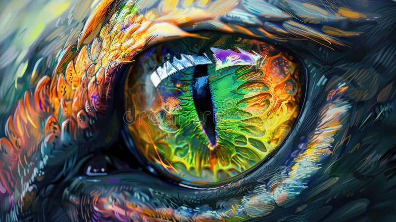 Realistic Detail of Dragon Eyes with Colored Leather Stock Illustration ...