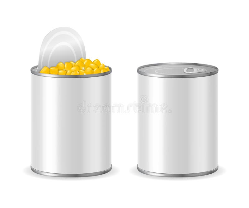 Realistic Detailed 3d White Blank Corn Can Template Mockup Set. Vector ...