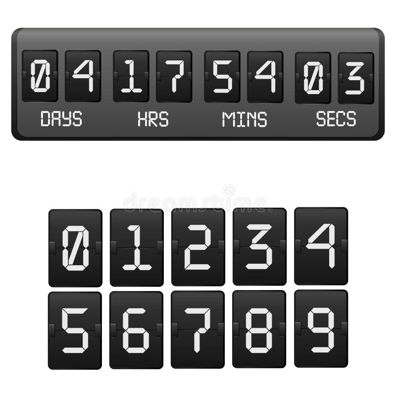 Realistic Detailed 3d Black Countdown Timer. Vector Stock Vector ...