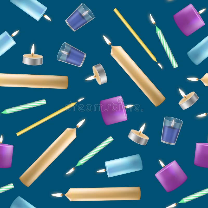 Realistic Detailed 3d Candles Seamless Pattern Background. Vector Stock ...