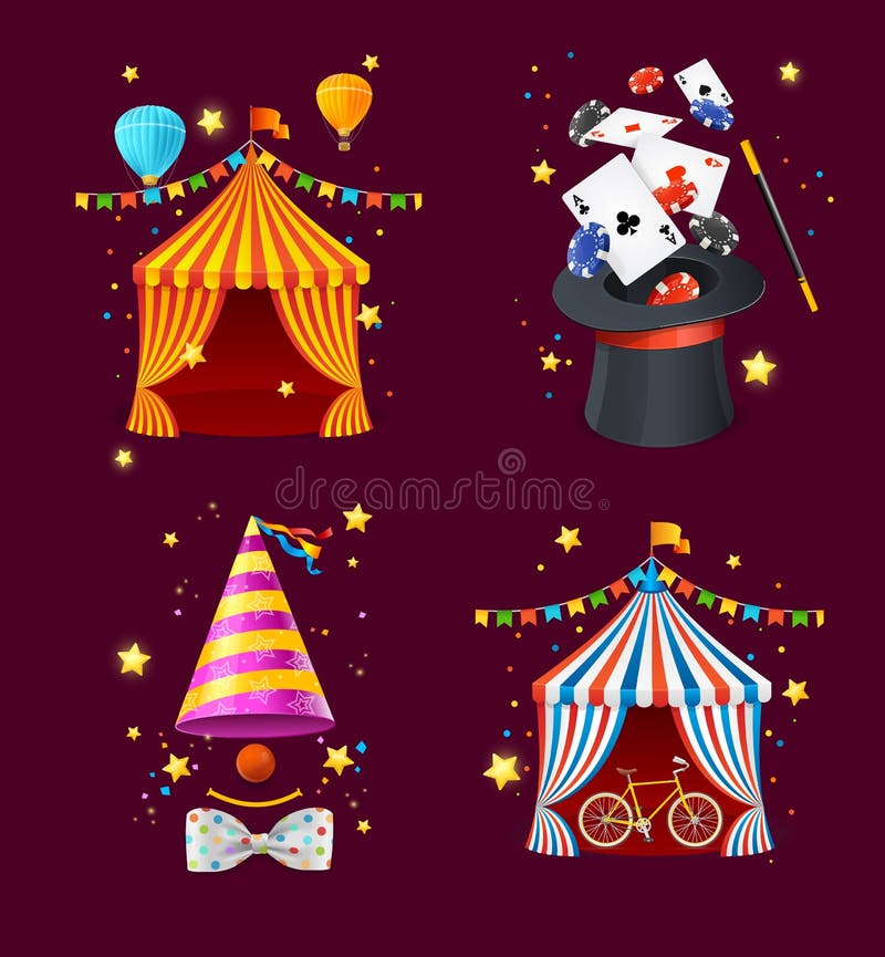 Realistic Detailed 3d Circus Set. Vector Stock Vector - Illustration of ...