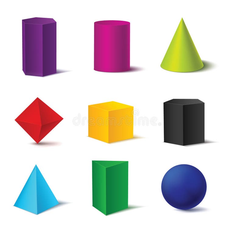 Realistic Detailed 3d Color Basic Shapes Set Isolated on White ...