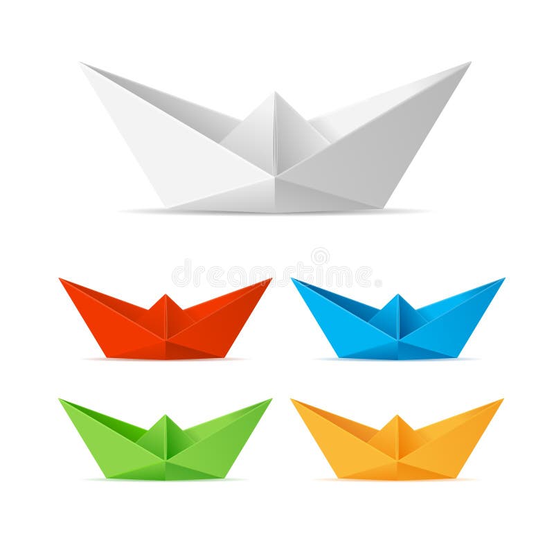 Realistic Detailed 3d Color Paper Boat Set. Vector Stock Illustration ... Realistic Detailed 3d Color Paper Boat Set. Vector Stock Illustration ...