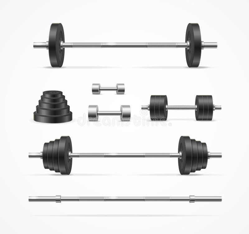 Realistic Detailed 3d Different Barbell Set. Vector Stock Vector ...