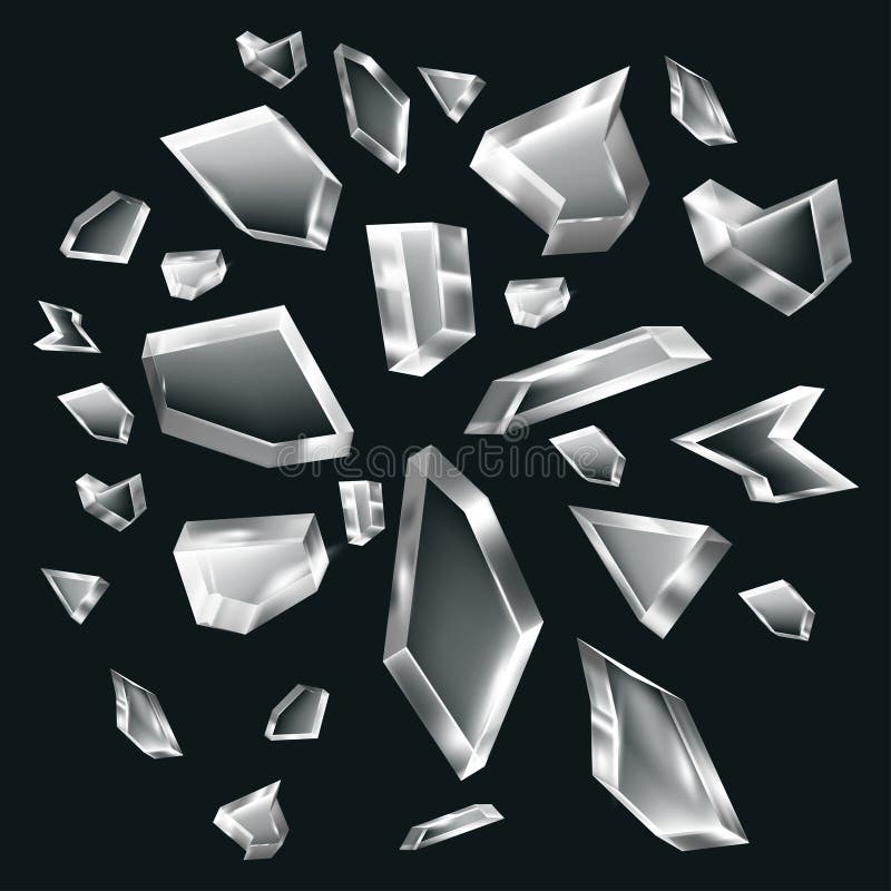 Realistic Detailed 3d Different Glass Shatters Set. Vector Stock Vector ...