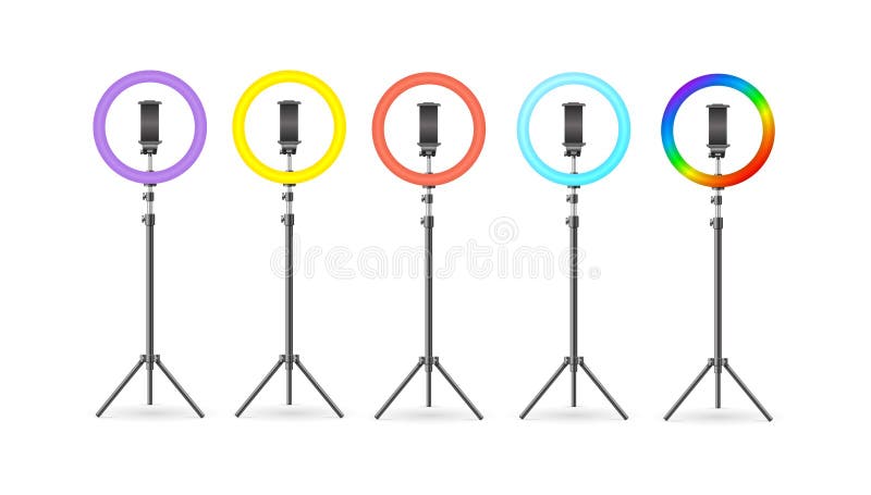 Realistic Detailed 3d Different Led Ring Lamp Set. Vector Stock Vector ...