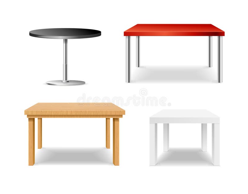 Realistic Detailed 3d Different Table Set. Vector Stock Vector ...