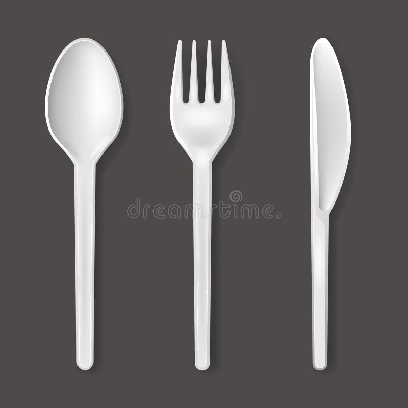 Realistic Detailed 3d Plastic Cutlery Set. Vector Stock Vector ...