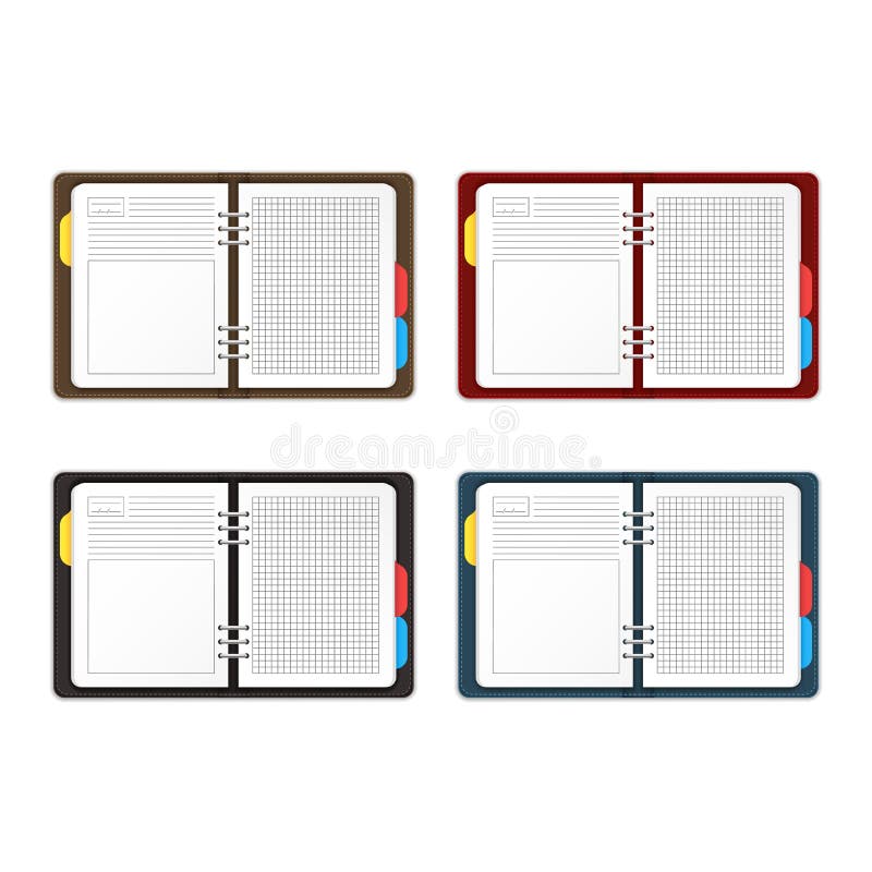 Realistic Detailed 3d Empty Template Organizer Planner Set. Vector ...