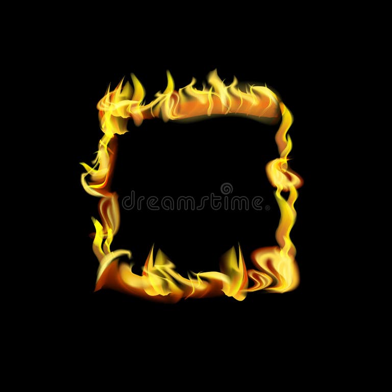 Realistic Detailed 3d Fire Rectangle Frame or Border. Vector Stock ...