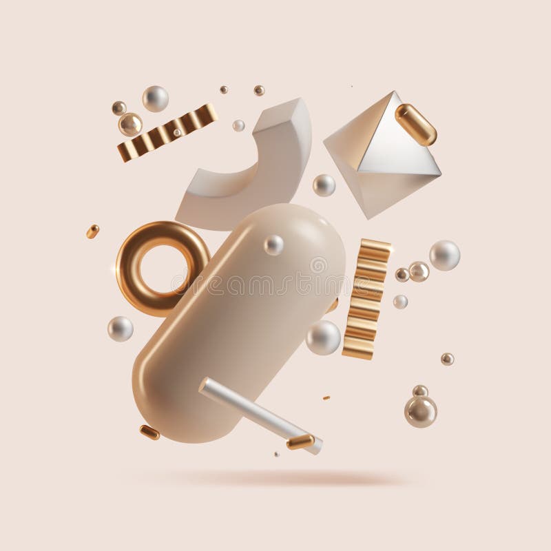 Realistic Detailed 3d Flowing Abstract Geometry Elements Composition ...