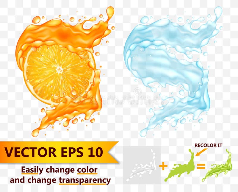 Realistic Detailed 3d Juice and Water Splashes Set. Vector Stock Vector ...